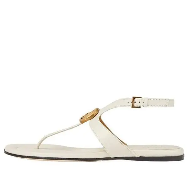 Gucci Leather Double G Thong Sandal - White