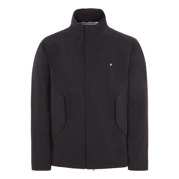 Stone Island High-neck Zip-up Jacket With Logo Embroidery - Black
