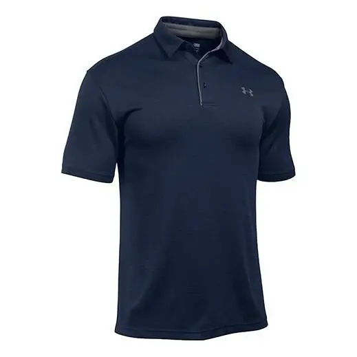 Under Armour Tech Golf Sports Loose Breathable Short Sleeve Polo Shirt Navy - Blue