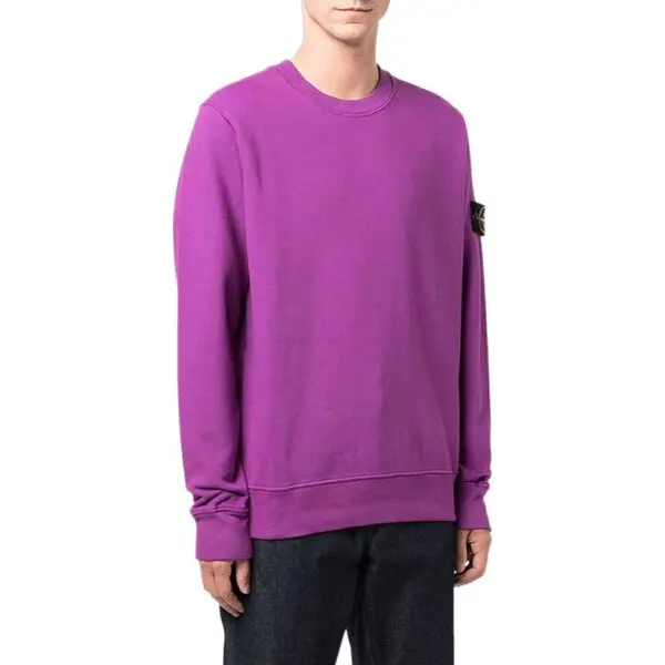 Stone Island Badge Logo Crewneck Sweatshirt - Purple