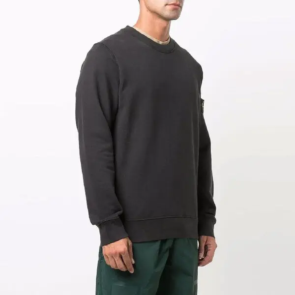 Stone Island Logo Patch Crewneck Sweatshirt - Black