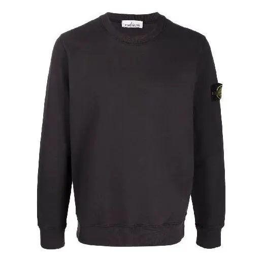 Stone Island Logo Patch Crewneck Sweatshirt - Black
