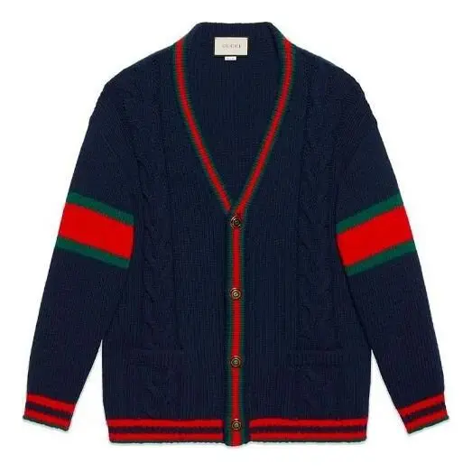 Gucci Oversize Cable Knit Cardigan - Blue