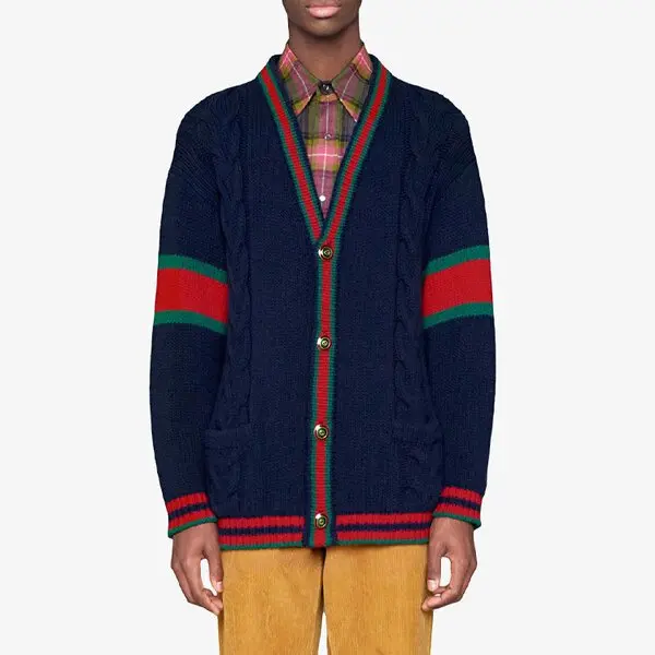 Gucci Oversize Cable Knit Cardigan - Blue