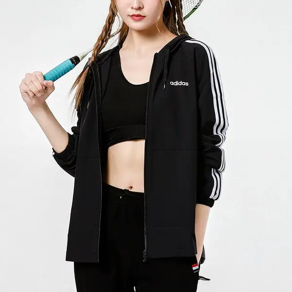 Adidas Neo Training Sports Stripe Loose Hooded Jacket
