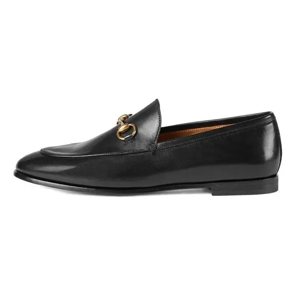 Gucci Jordaan Leather Loafers - Black/gold