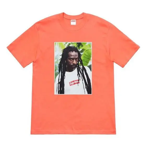Supreme Ss19 Buju Banton Tee Reggae Character Printing Short Sleeve - Orange
