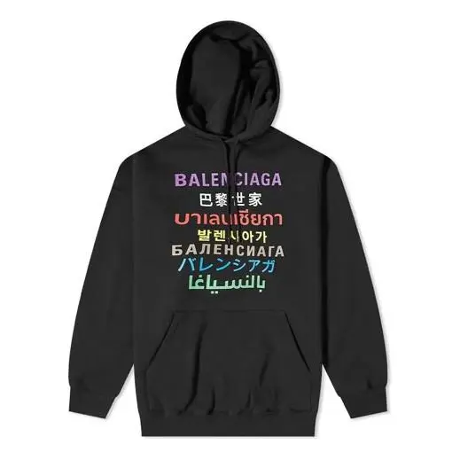 Balenciaga Multi-color Logo Hoodie - Black