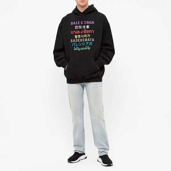 Balenciaga Multi-color Logo Hoodie - Black