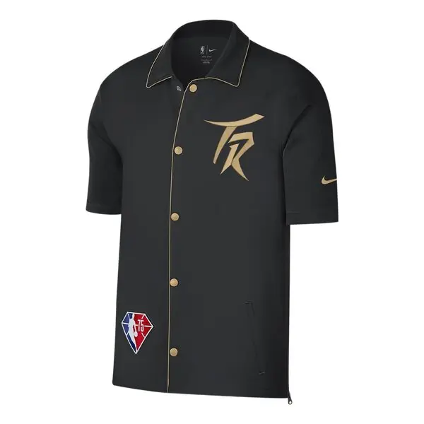 Nike Nba Toronto Raptors Alphabet Logo Printing Casual Lapel Short Sleeve Shirt Black - Multi-color