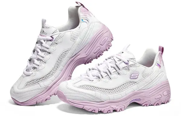 Sketchers Dlites Sneakers - White/pink