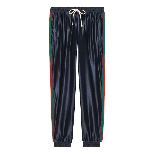 Gucci Shiny Knit Material Webbing Sports Pants/trousers/joggers - Blue