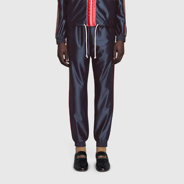 Gucci Shiny Knit Material Webbing Sports Pants/trousers/joggers - Blue