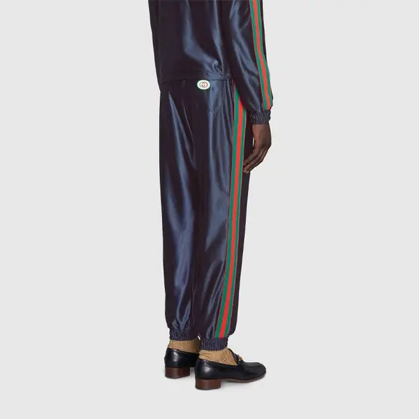 Gucci Shiny Knit Material Webbing Sports Pants/trousers/joggers - Blue