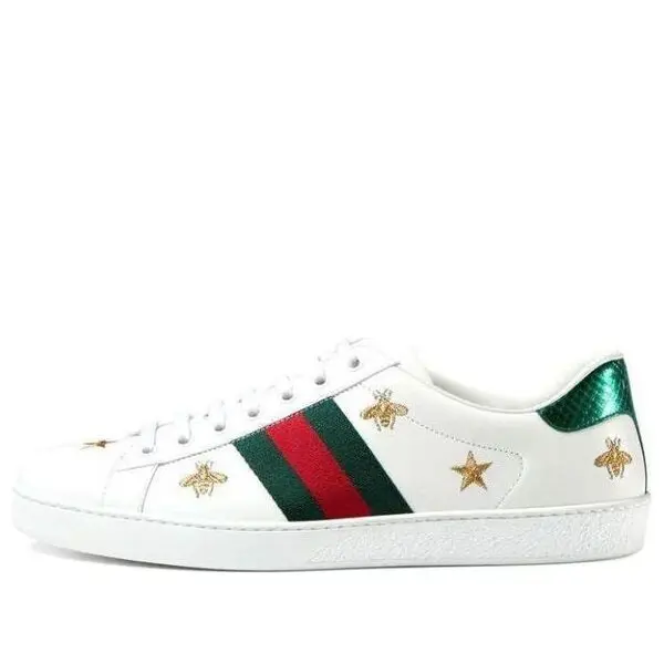 Gucci Ace Embroidered Bees And Stars Sneakers - White