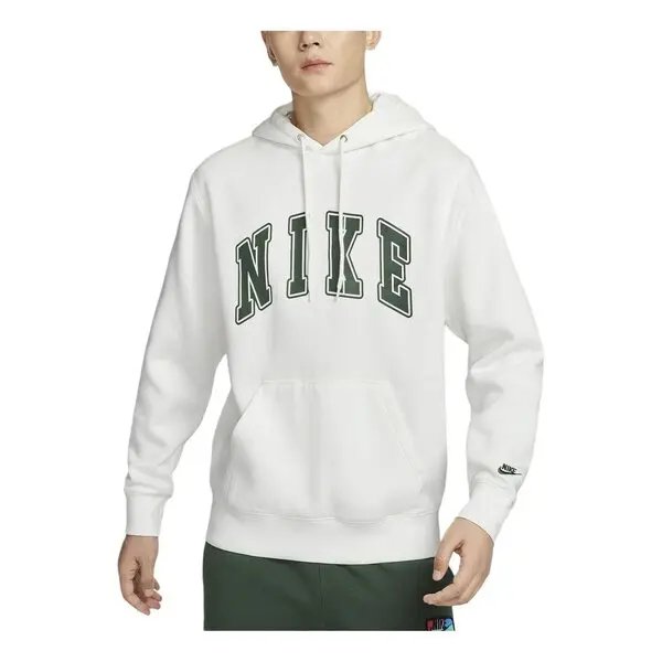 Nike Club Hoodie With Embroidered Logo - White/green