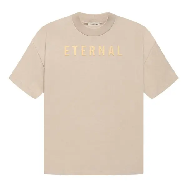 Fear Of God Logo Flocked Crewneck T-shirt 'tan Orange - Tan/orange