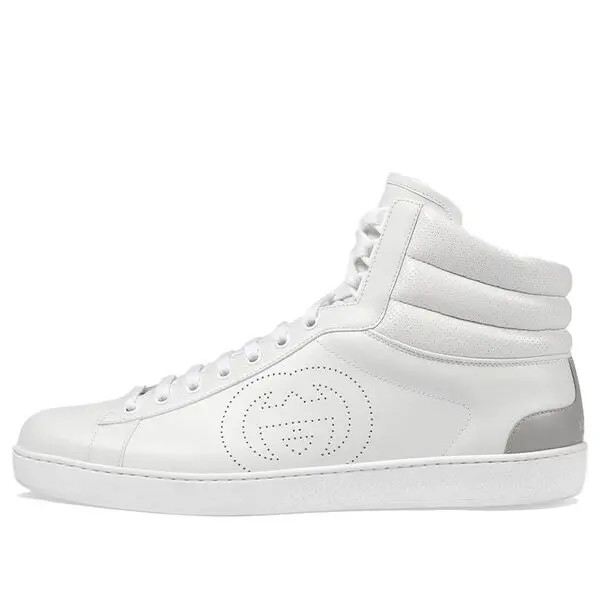Gucci Ace High-top Leather Sneakers - White/grey