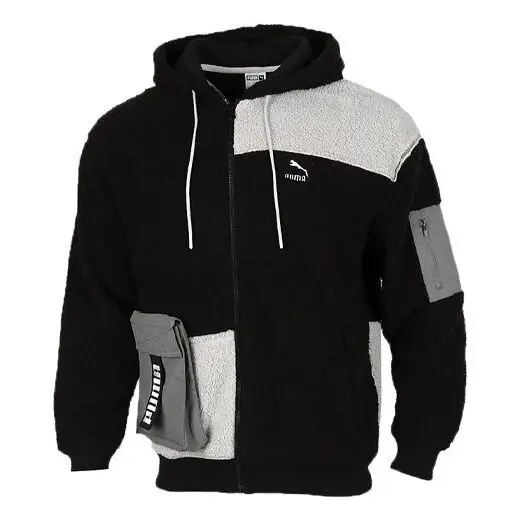 PUMA Retro Block Sherpa Full-zip Jacket - Black/grey