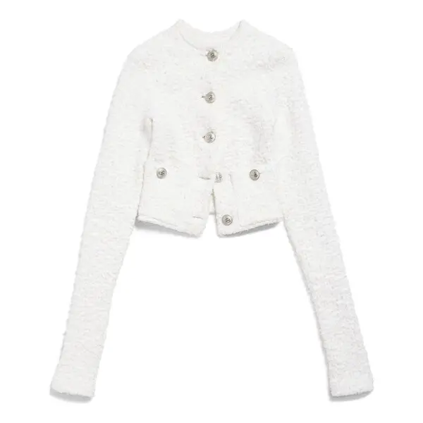 Balenciaga Cropped Cardigan - White