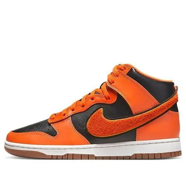 Nike Dunk High "chenille Swoosh Safety Orange - Black/orange