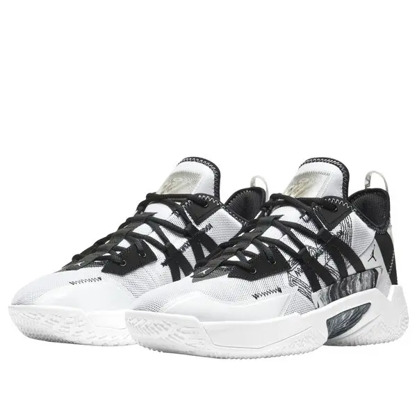 JORDAN One Take 2 "marble" Basketball Sneakers - White/black/grey