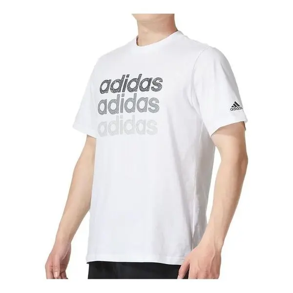 Adidas Multi Linear Graphic Short Sleeve T-shirt 'white - White/black/grey