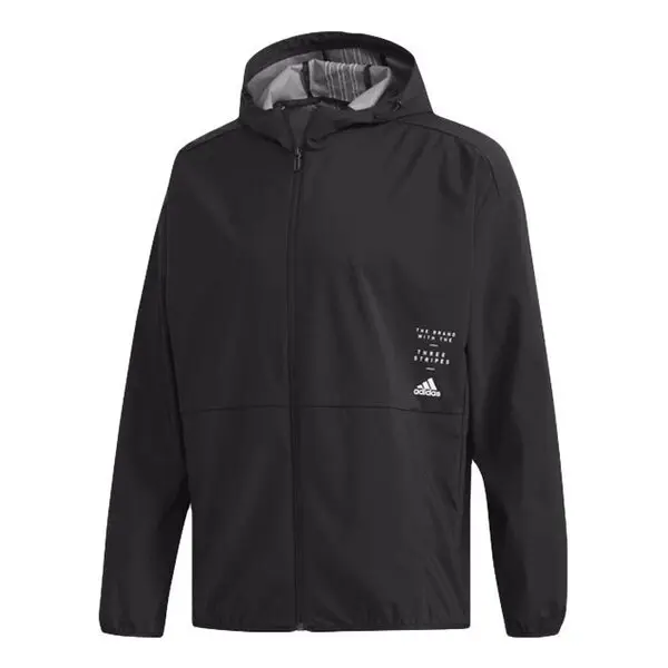 Adidas Id Trvl Wv Jk Windproof Sports Hooded Jacket - Black