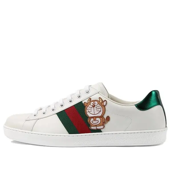 Gucci Ace X Doraemon "ivory Devil Patch" Sneakers - Ivory/green/red
