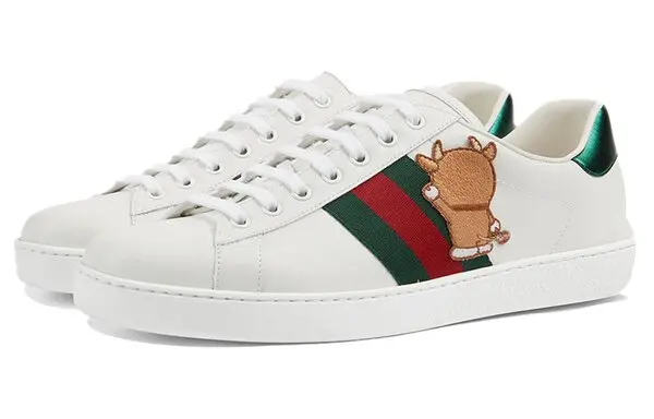 Gucci Ace X Doraemon "ivory Devil Patch" Sneakers - Ivory/green/red
