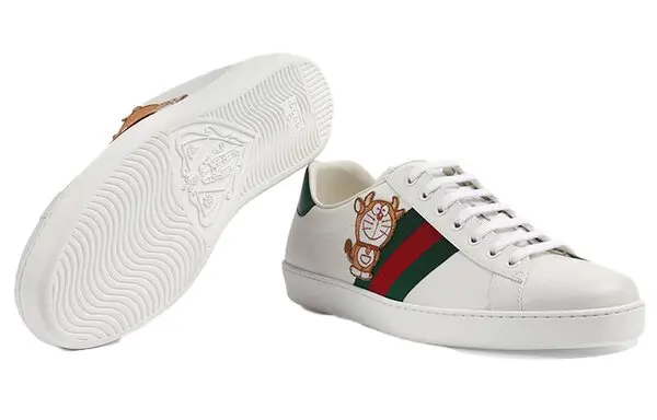 Gucci Ace X Doraemon "ivory Devil Patch" Sneakers - Ivory/green/red