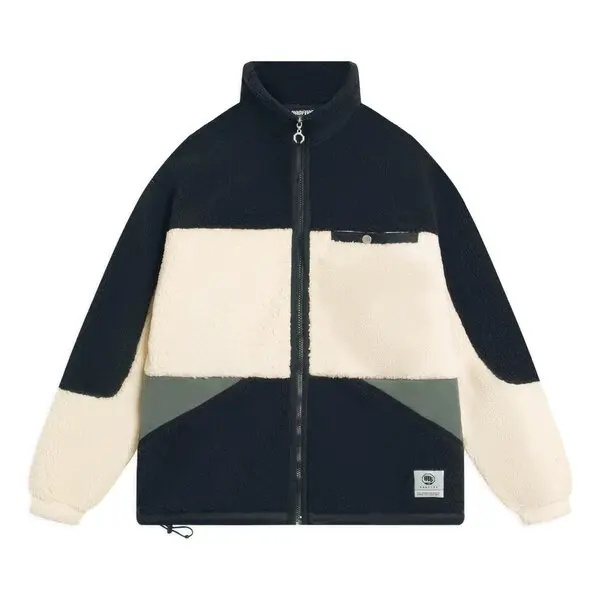 LI-NING Badfive Graphic Color Block Polar Fleece Jacket - Black/beige/green