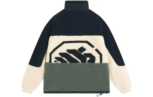 LI-NING Badfive Graphic Color Block Polar Fleece Jacket - Black/beige/green
