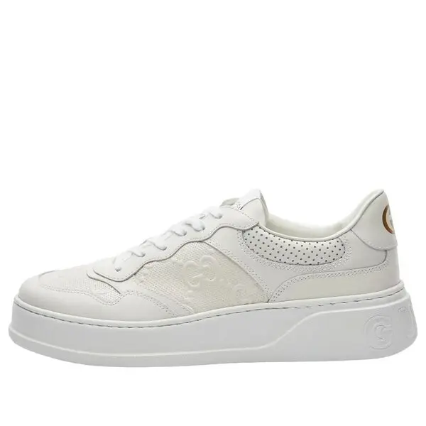 Gucci Gg Embossed Platform Sneakers - White