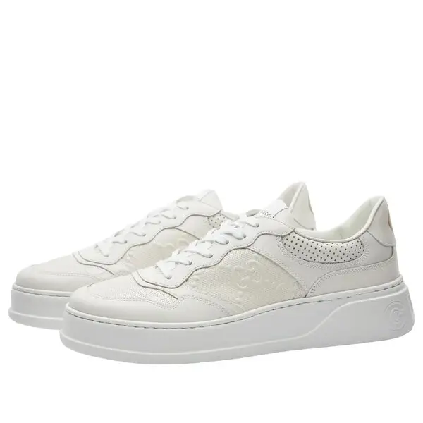 Gucci Gg Embossed Platform Sneakers - White