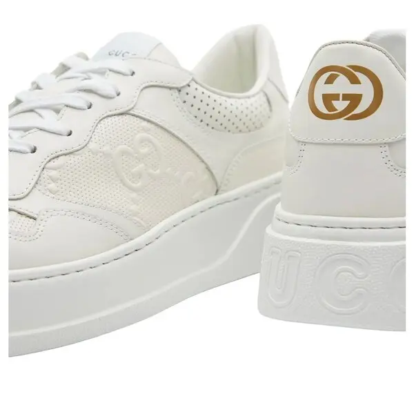 Gucci Gg Embossed Platform Sneakers - White