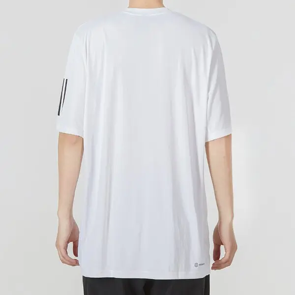 Adidas Solid Color Stripe Sports Breathable T-shirt - Multi-color