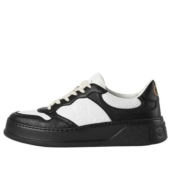Gucci Gg Embossed Leather Sneakers - Black/white