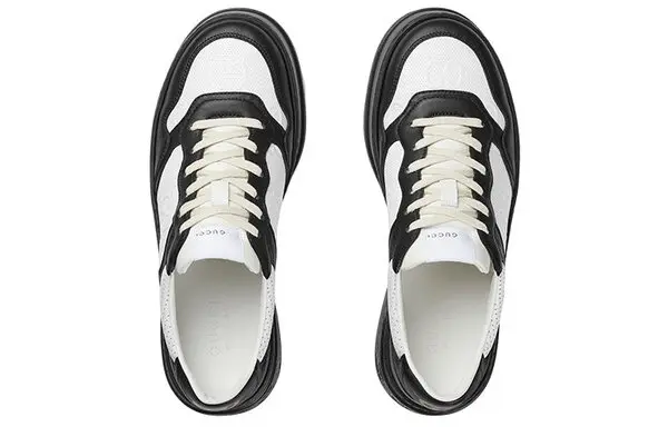 Gucci Gg Embossed Leather Sneakers - Black/white