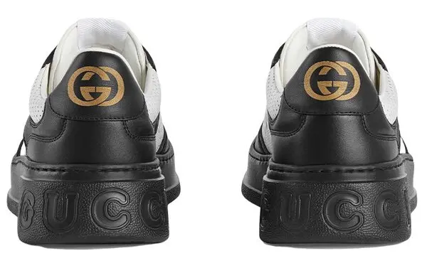 Gucci Gg Embossed Leather Sneakers - Black/white
