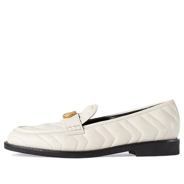 Gucci Quilted Leather Loafers With Double G Detail - White