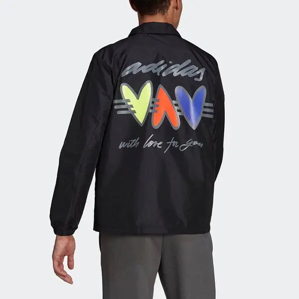 Adidas Black Sports Jacket With Graphic Back Print