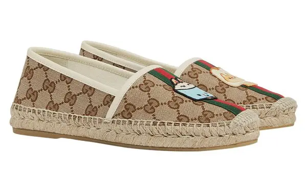 Gucci X Pikarar Appliqu Gg Espadrille Flats - Brown