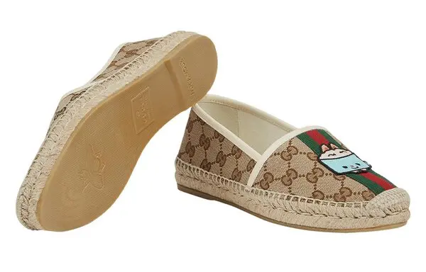 Gucci X Pikarar Appliqu Gg Espadrille Flats - Brown
