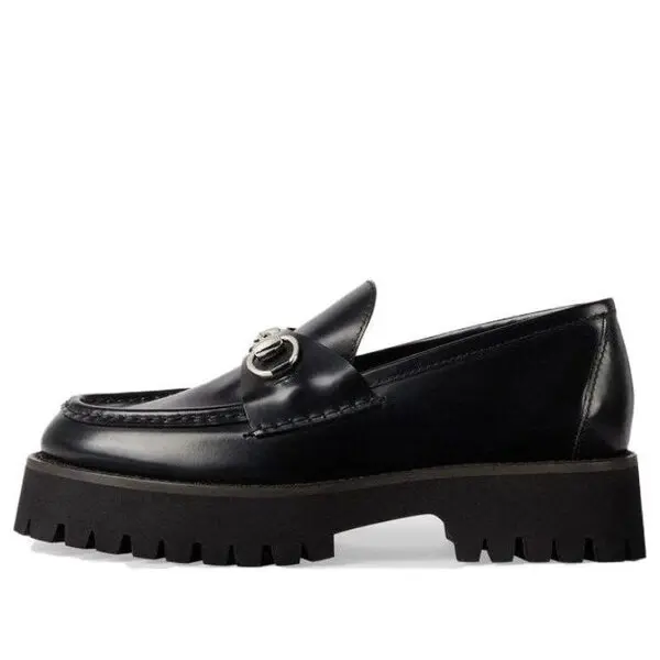 Gucci Leather Horsebit Loafer With Lug Sole - Black