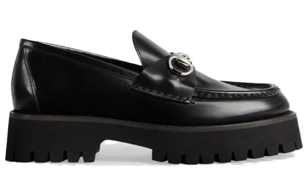 Gucci Leather Horsebit Loafer With Lug Sole