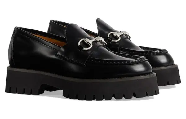 Gucci Leather Horsebit Loafer With Lug Sole
