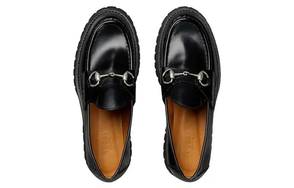 Gucci Leather Horsebit Loafer With Lug Sole