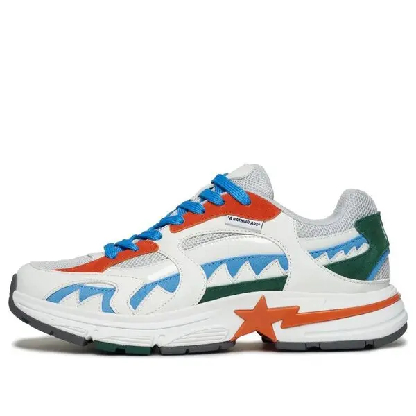 A BATHING APE Shark Sta Sneakers - White/blue/orange