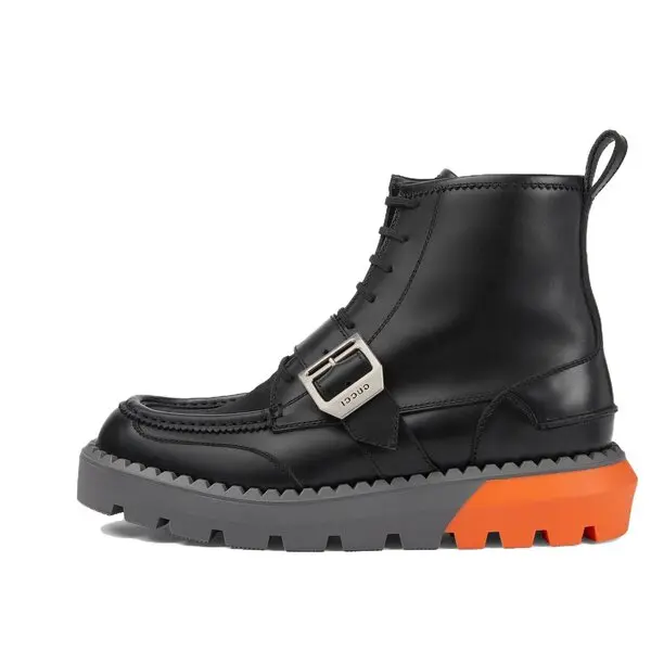 Gucci Gg Lace-up Combat Boots - Black